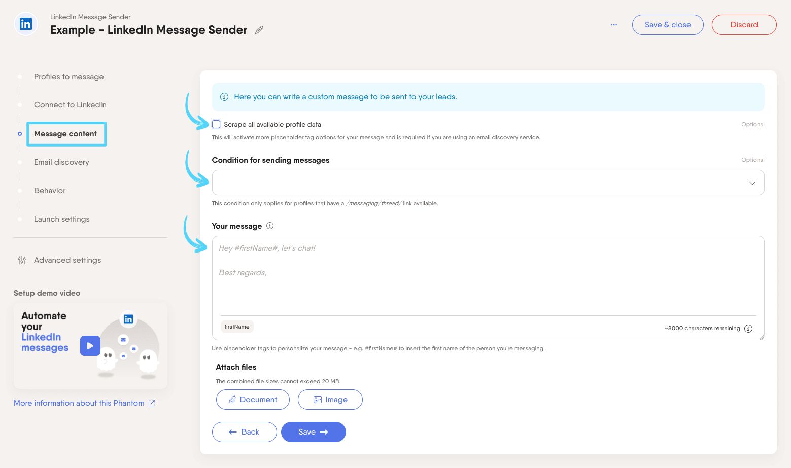 How to use the LinkedIn Message Sender – PhantomBuster