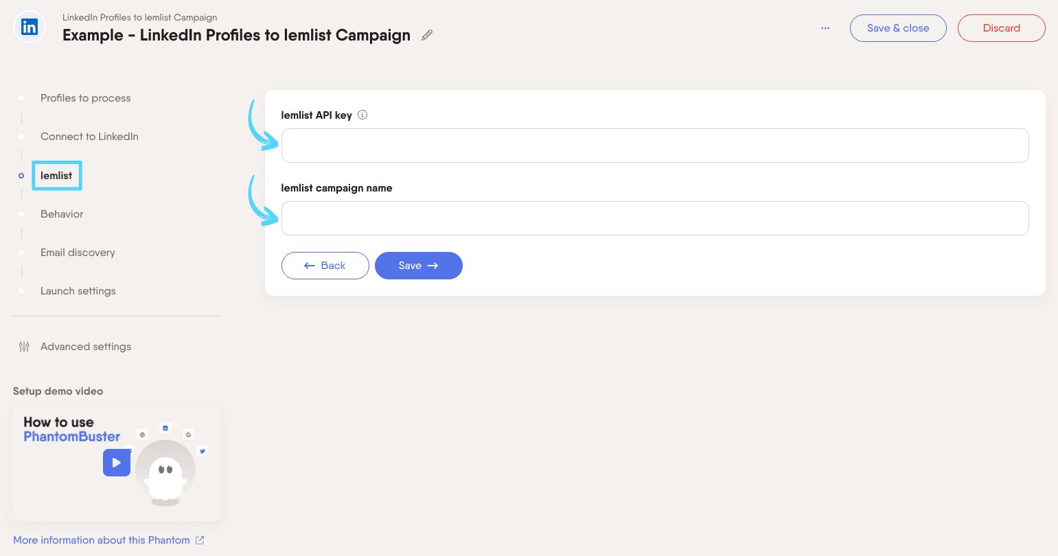 How to use the LinkedIn Profiles to lemlist Campaign – PhantomBuster