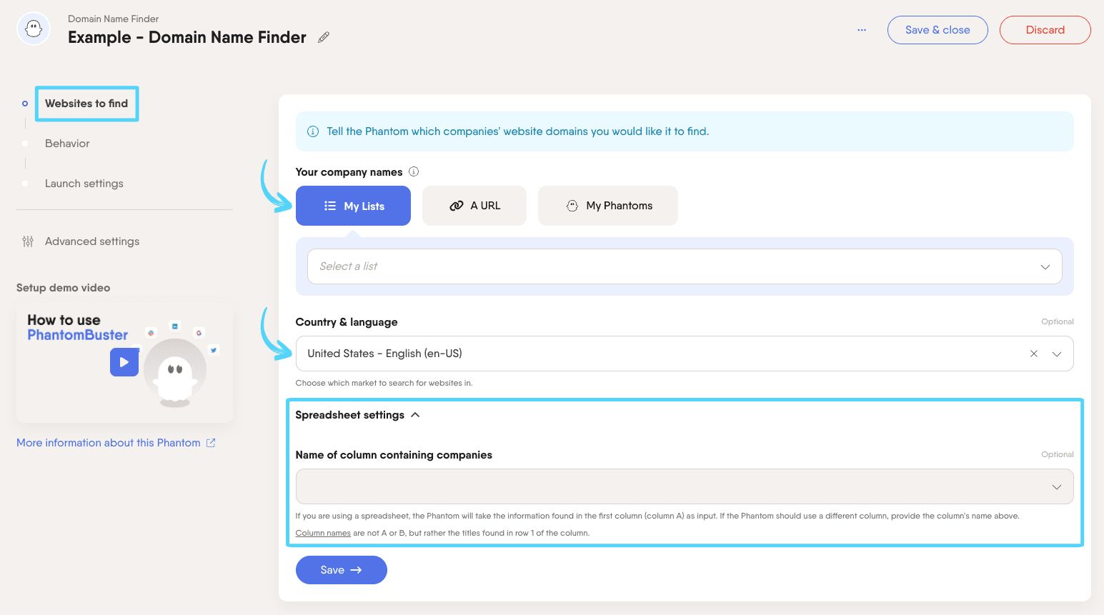 How to use the Domain Name Finder – PhantomBuster
