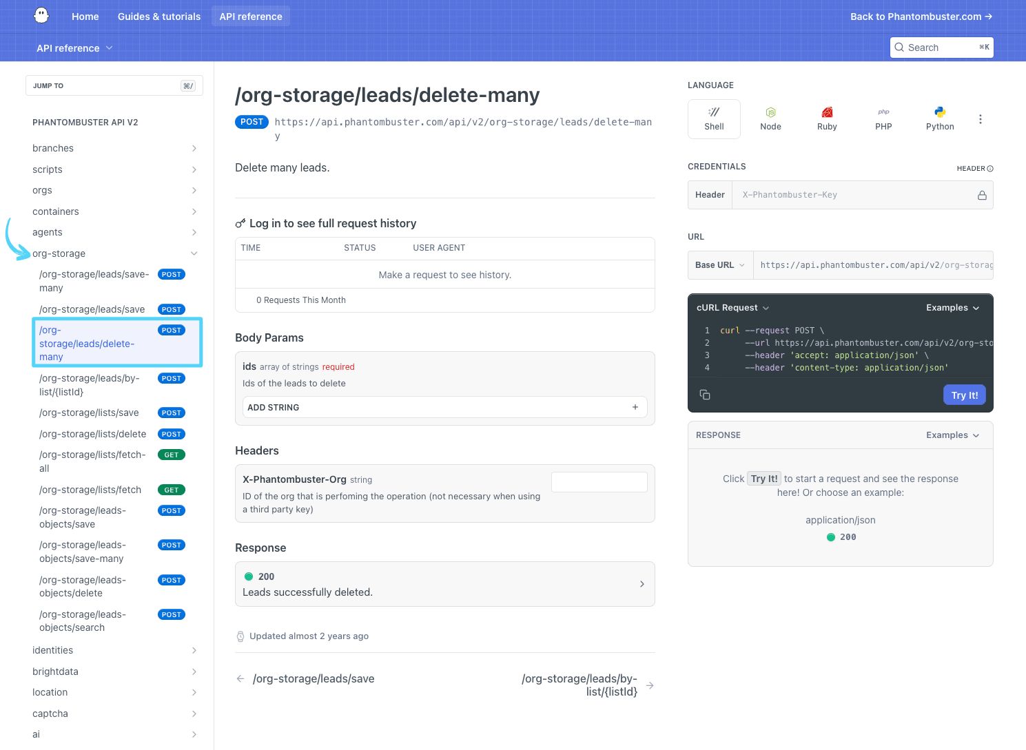 How to delete leads in bulk via the API – PhantomBuster